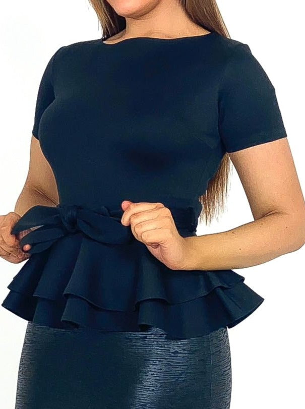 Belted Peplum Blouse – TIME